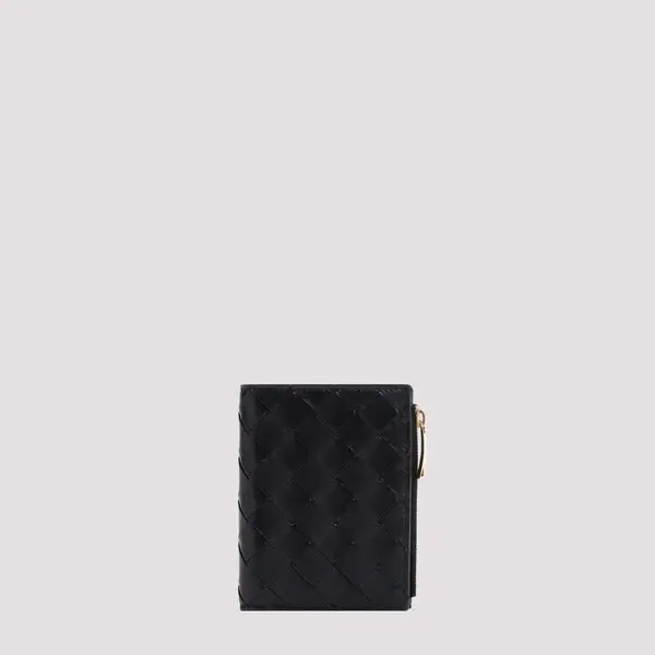 Bottega Veneta Small Intrecciato Bi-fold Zip Wallet - Black
