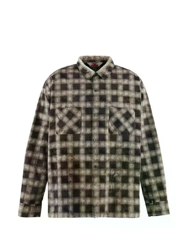 SAINT MXXXXXX Check-print Distressed Shirt