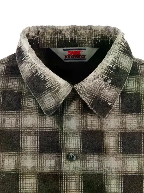 SAINT MXXXXXX Check-print Distressed Shirt