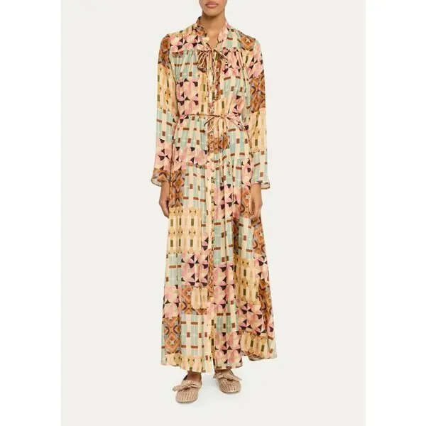 Zimmermann Fairlight Patchwork Silk A-line Maxi Dress