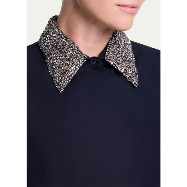 TWP New Chapter Crystal-collar Cotton Shirt