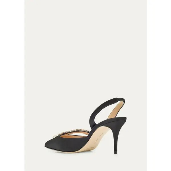 Manolo Blahnik 70mm Nadirasli Embellished Satin Slingback Pumps