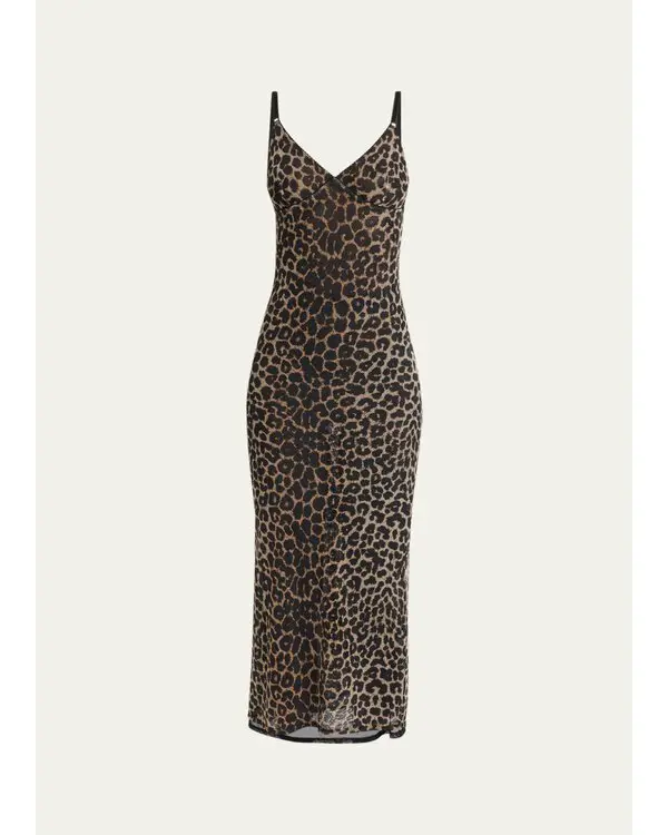 Saint Laurent Tulle Slip Dress - Leopard