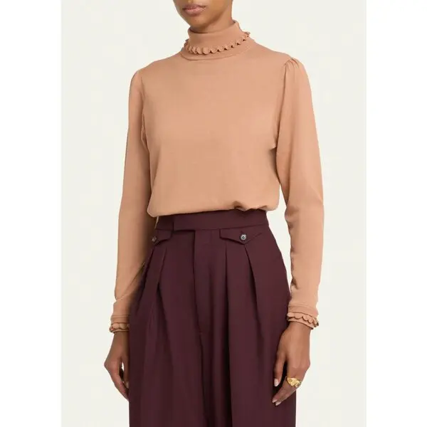 Chloé Ruffle-edge Merino Wool Turtleneck Sweater