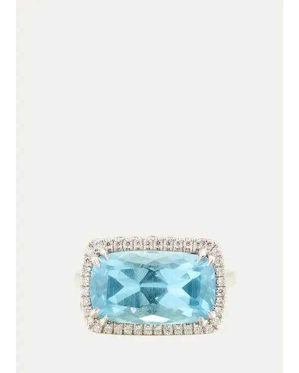 Jamie Wolf 18k White Gold, Aquamarine & 1.36 Tcw Diamond Ring