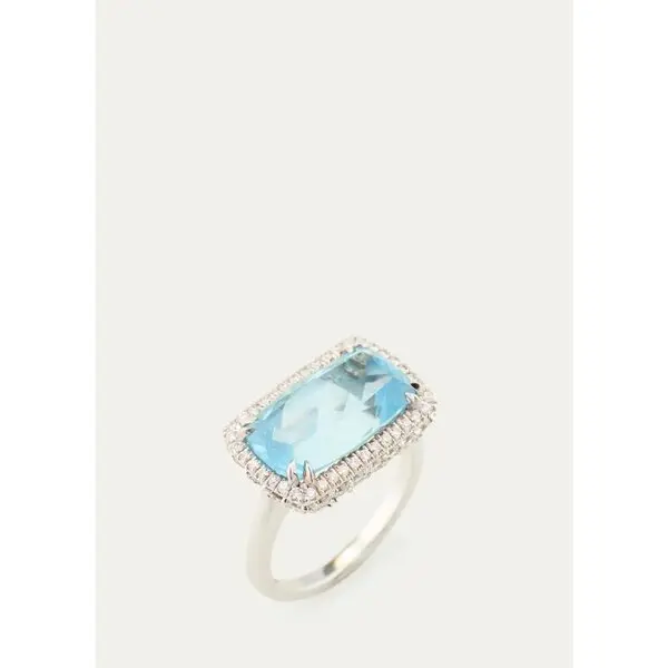 Jamie Wolf 18k White Gold, Aquamarine & 1.36 Tcw Diamond Ring