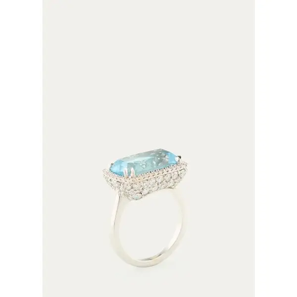 Jamie Wolf 18k White Gold, Aquamarine & 1.36 Tcw Diamond Ring