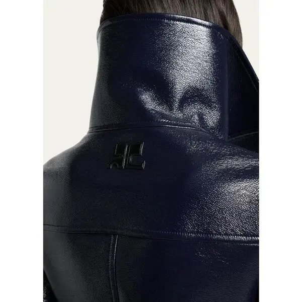 COURREGES High-collar Shiny Vinyl Long Trench Coat