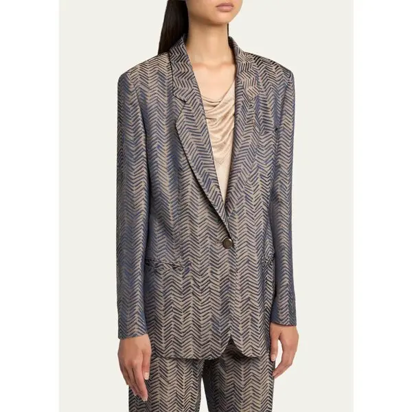 Giorgio Armani Herringbone Jacquard Single-breasted Jacket