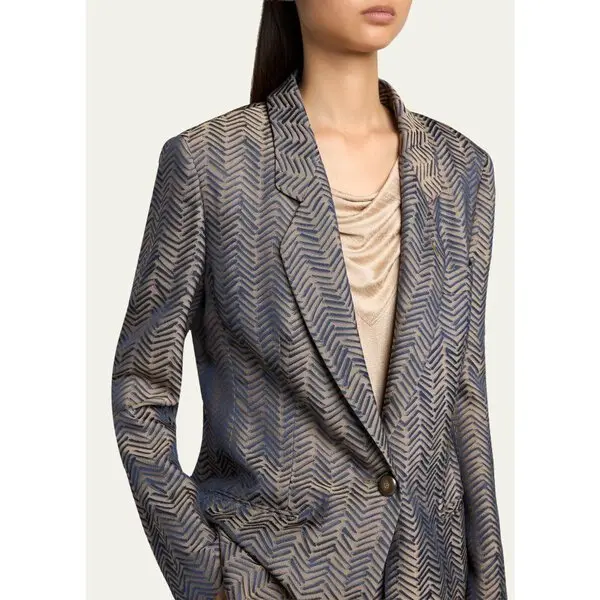 Giorgio Armani Herringbone Jacquard Single-breasted Jacket
