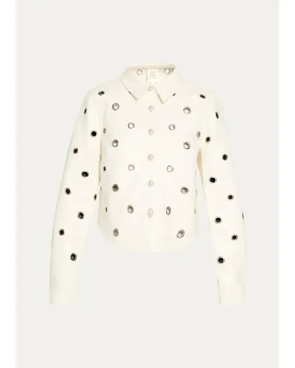 Cinq À Sept Grommet Faux Leather Jacket - Ivory