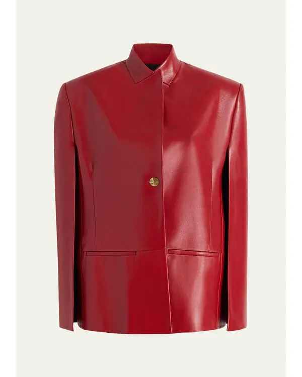 Khaite Dolso Single-breasted Leather Cape Jacket