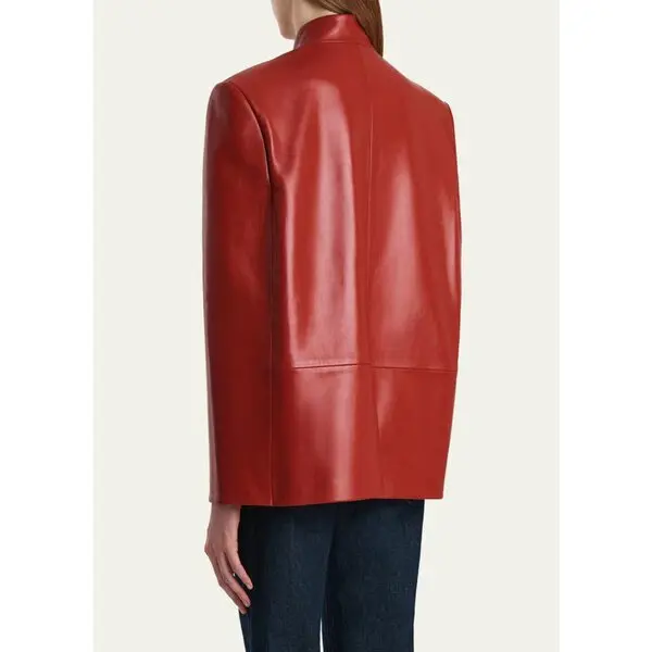 Khaite Dolso Single-breasted Leather Cape Jacket