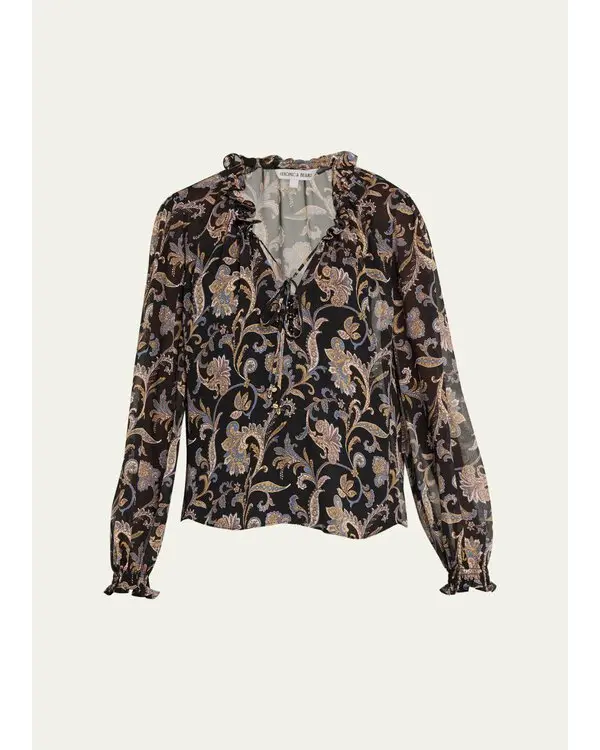 Veronica Beard Hickory Paisley Blouse - Black Multi