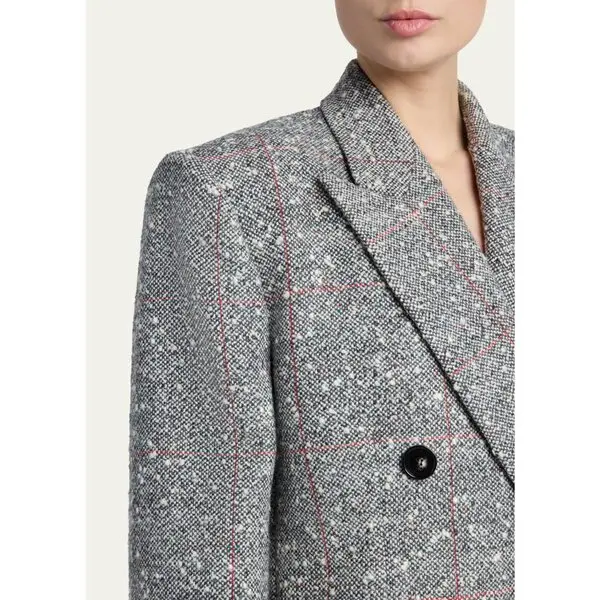 Stella McCartney Double-breasted Check Boucle Long Coat