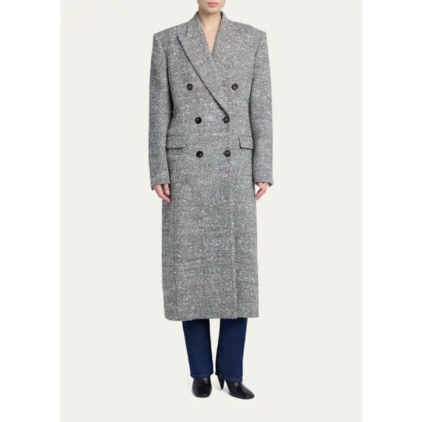 Stella McCartney Double-breasted Check Boucle Long Coat