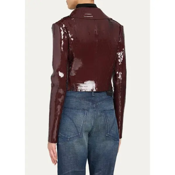 TOM FORD Perforated Patent Leather Crop Double-breasted Jacket