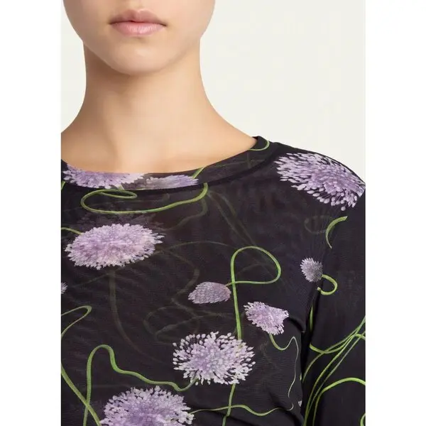 Stella McCartney Twisted Allium Layered Mesh Long-sleeve Top