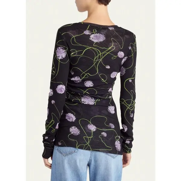 Stella McCartney Twisted Allium Layered Mesh Long-sleeve Top