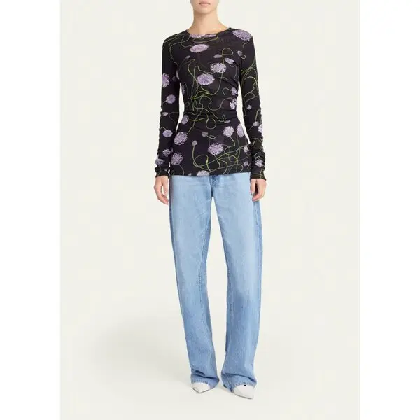 Stella McCartney Twisted Allium Layered Mesh Long-sleeve Top