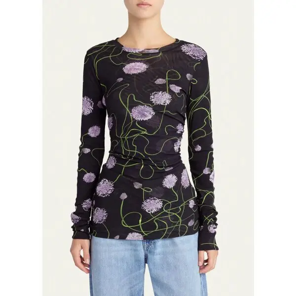 Stella McCartney Twisted Allium Layered Mesh Long-sleeve Top