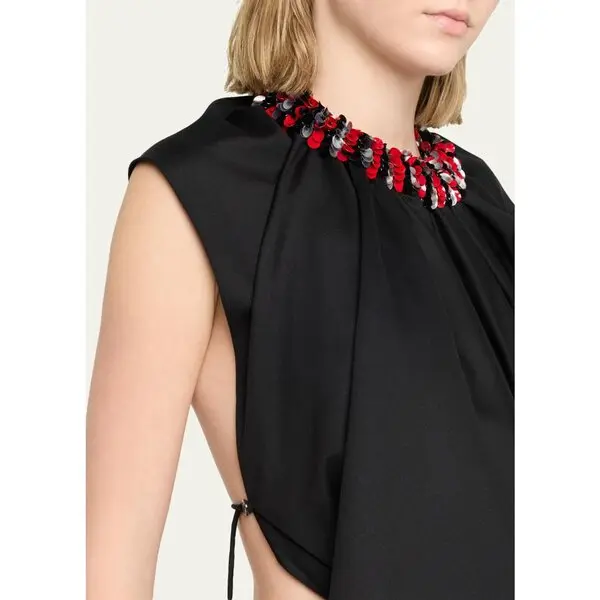 DIOTIMA Parade Embellished Asymmetric Backless Maxi Dress