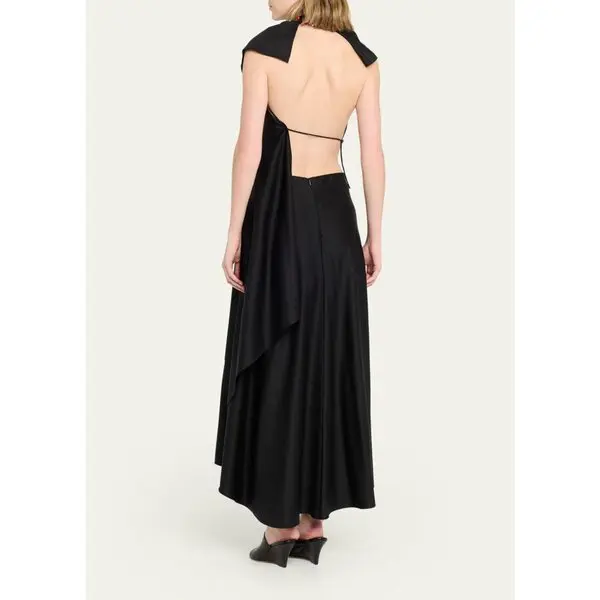 DIOTIMA Parade Embellished Asymmetric Backless Maxi Dress