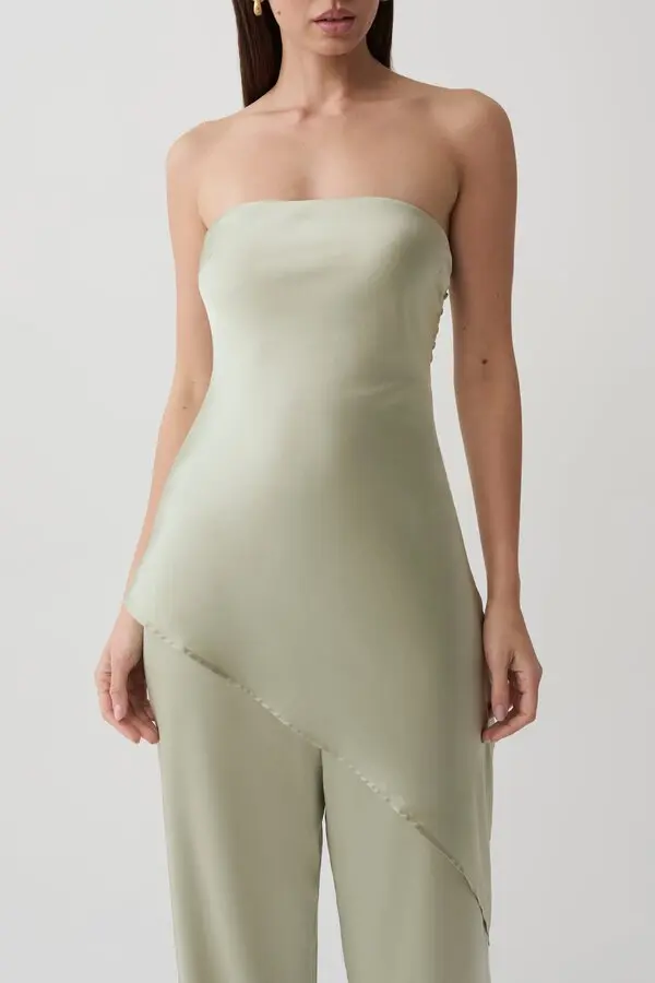 Meshki Kayla Silk Blend Strapless Asymmetric Top