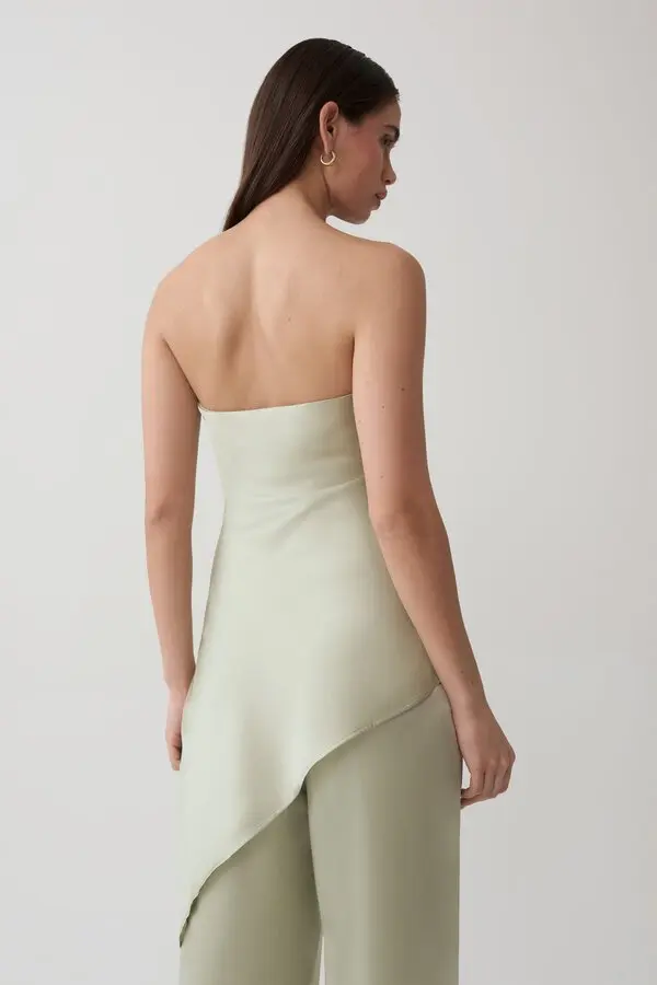 Meshki Kayla Silk Blend Strapless Asymmetric Top