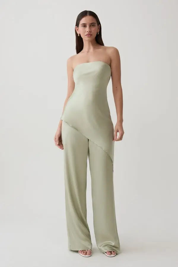 Meshki Kayla Silk Blend Strapless Asymmetric Top
