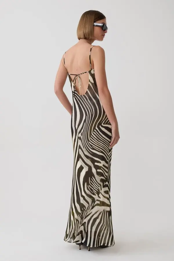 Meshki Zoe Cowl Front Printed Maxi Dress