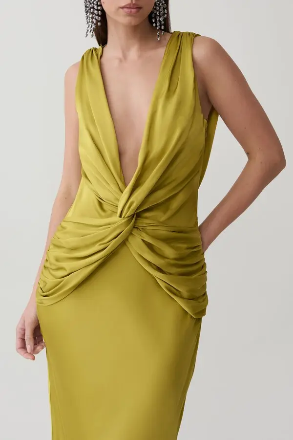 Meshki Fantina V Neck Satin Maxi Dress