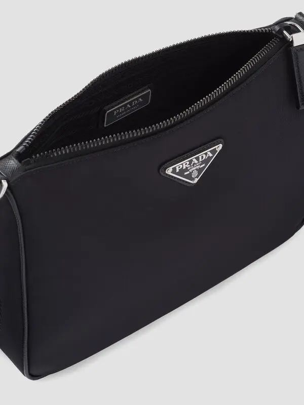 Prada Re-nylon And Saffiano Leather Shoulder Bag - Black