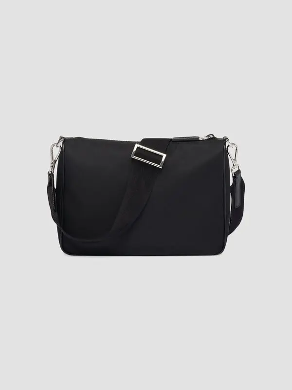 Prada Re-nylon And Saffiano Leather Shoulder Bag - Black