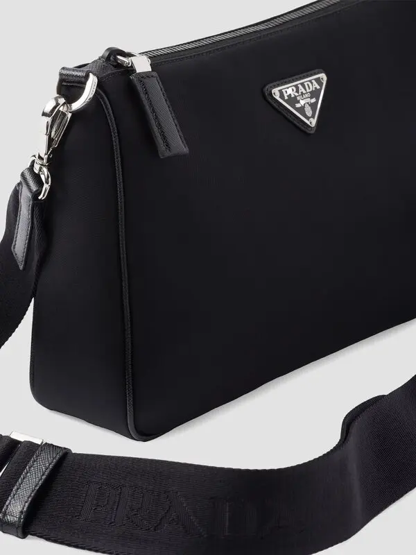 Prada Re-nylon And Saffiano Leather Shoulder Bag - Black