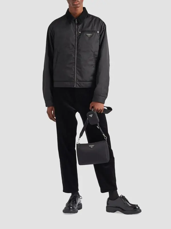 Prada Re-nylon And Saffiano Leather Shoulder Bag - Black