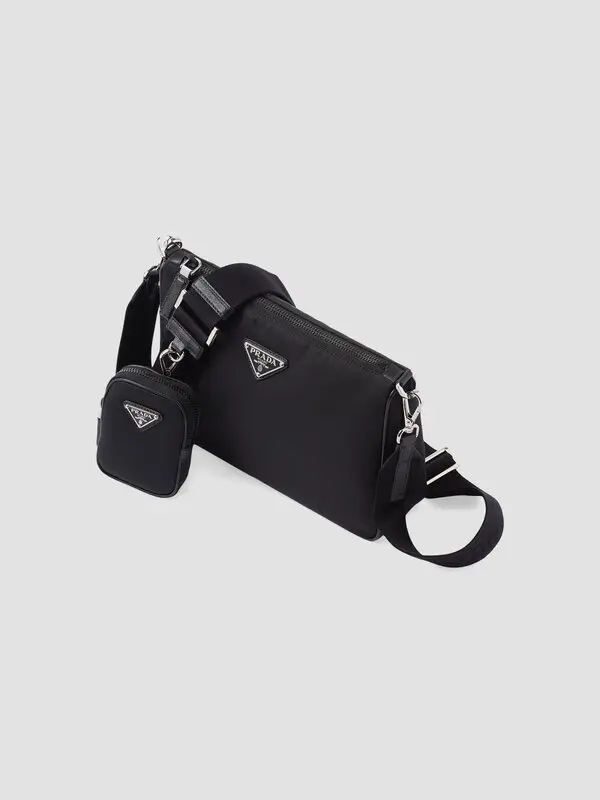 Prada Re-nylon And Saffiano Leather Shoulder Bag - Black