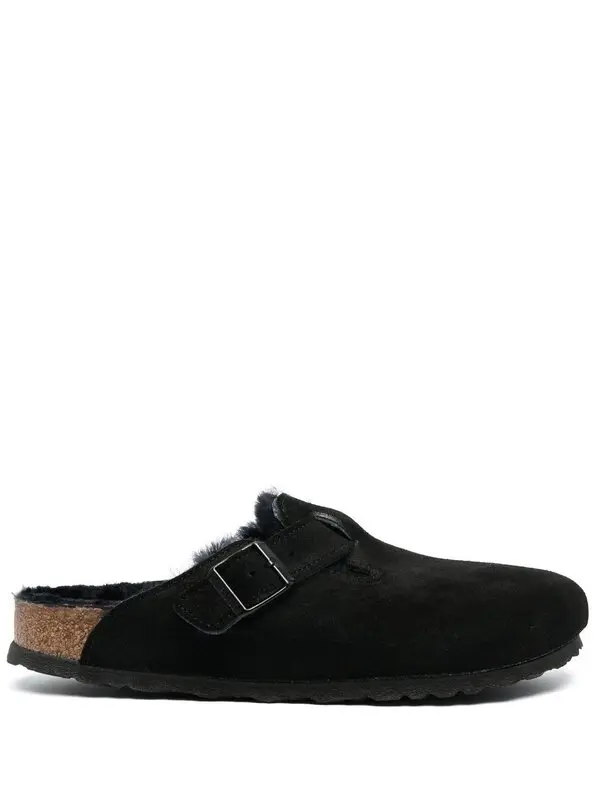 BIRKENSTOCK Boston Shearling Suede Slippers