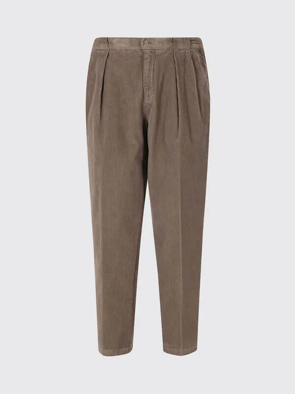 BRIGLIA 1949 Slim Fit Pleated Corduroy Chino Trousers - Brown