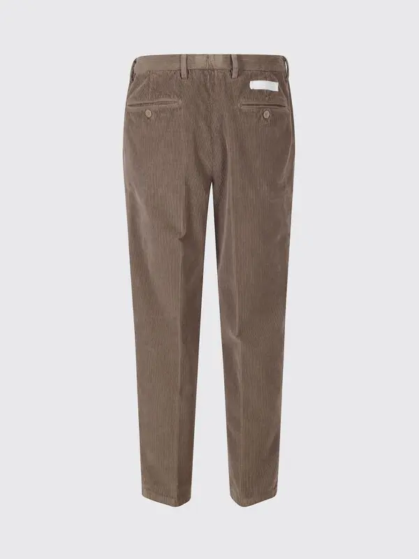 BRIGLIA 1949 Slim Fit Pleated Corduroy Chino Trousers - Brown