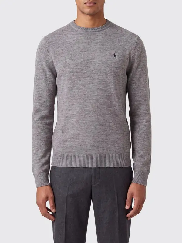 Polo Ralph Lauren Crewneck Jumper In Pure Wool With Embroidered Pony Logo - Grey