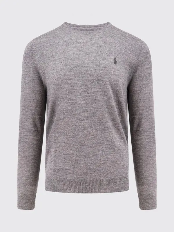Polo Ralph Lauren Crewneck Jumper In Pure Wool With Embroidered Pony Logo - Grey