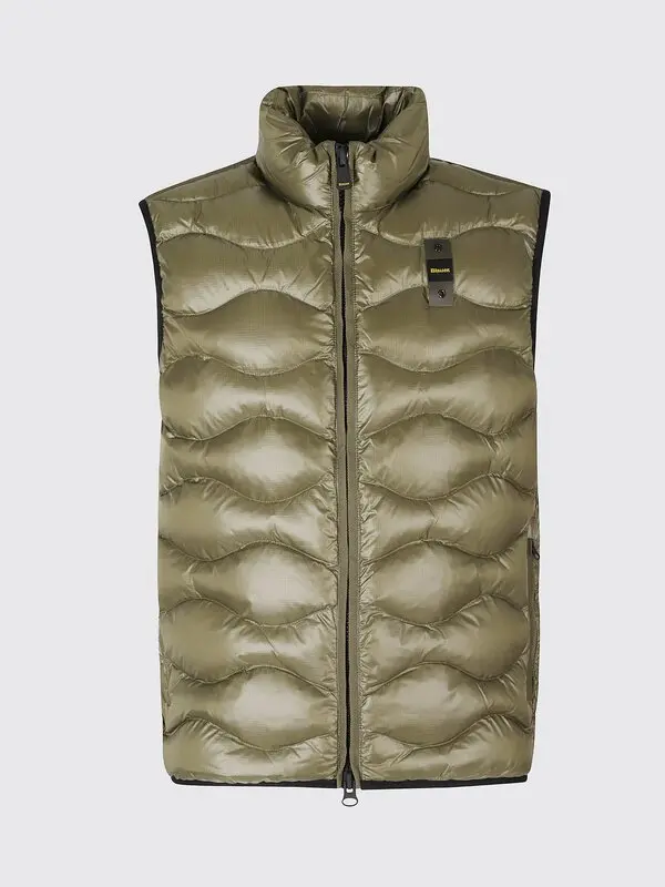 BLAUER. Water-repellent Quilted Nylon Technical Vest With High Neck - Green