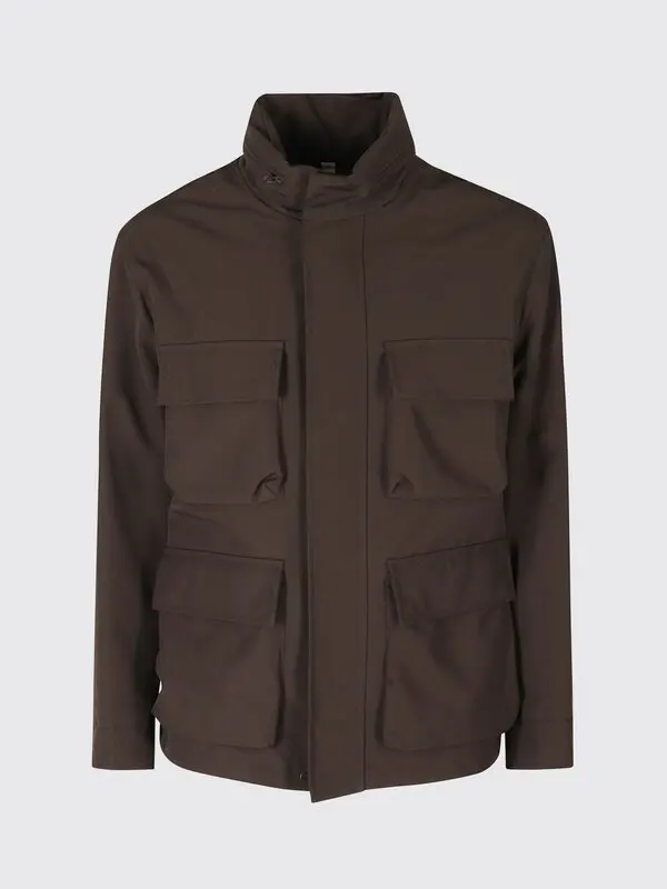 DUNO Polyester Utility Parka With High Neck And Patch Pockets - Brown