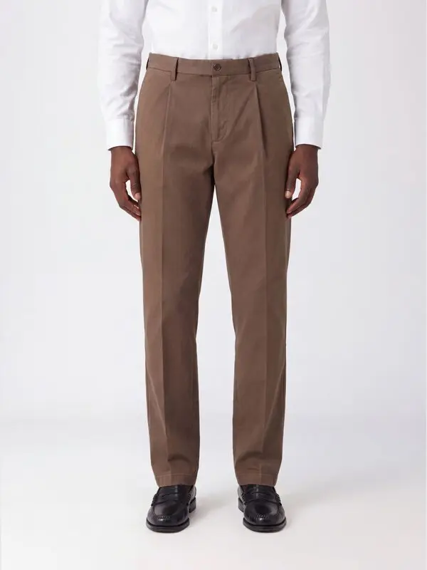 BRIGLIA 1949 Tiberio Slim Fit Cotton Blend Tailored Trousers - Brown