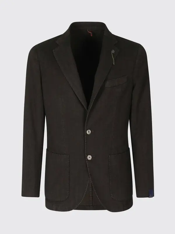 SANTANIELLO Single-breasted Cotton Blazer With Patch Pockets And Logo
