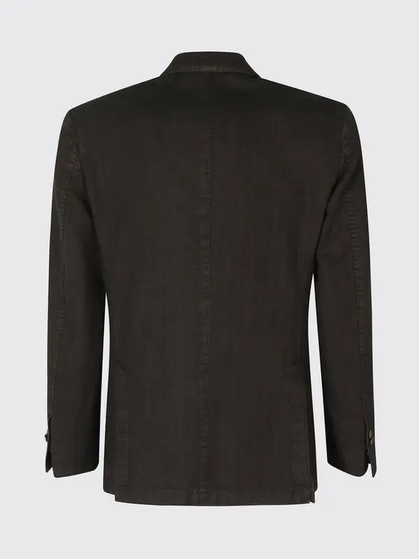 SANTANIELLO Single-breasted Cotton Blazer With Patch Pockets And Logo