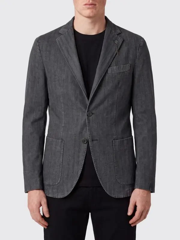 SANTANIELLO Single-breasted Cotton-blend Blazer With Patch Pockets
