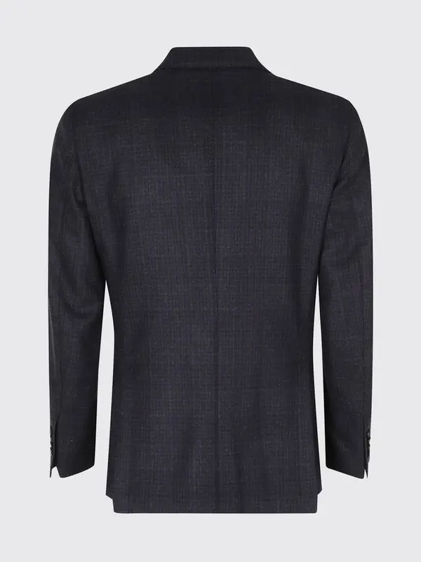 SANTANIELLO Single-breasted Blazer In Calfskin Leather With A Classic Tartan Pattern