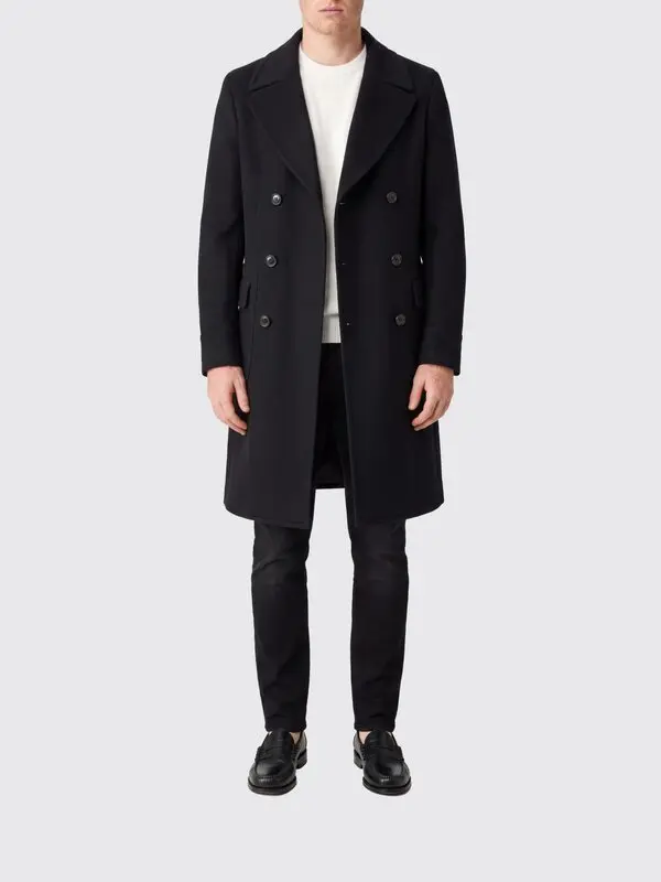 Tagliatore Knee-length Double-breasted Coat In Virgin Wool And Cashmere - Black
